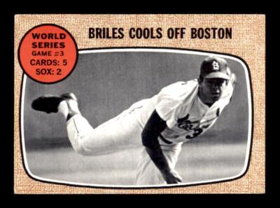 1968 Topps #153 World Series Game #3 - Briles Cools Off Boston - Crease ...