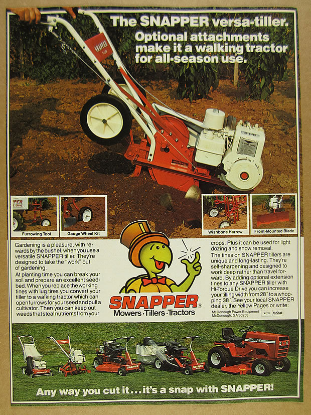1980 Snapper Versa-Tiller walking tractor attachments photo vintage ...