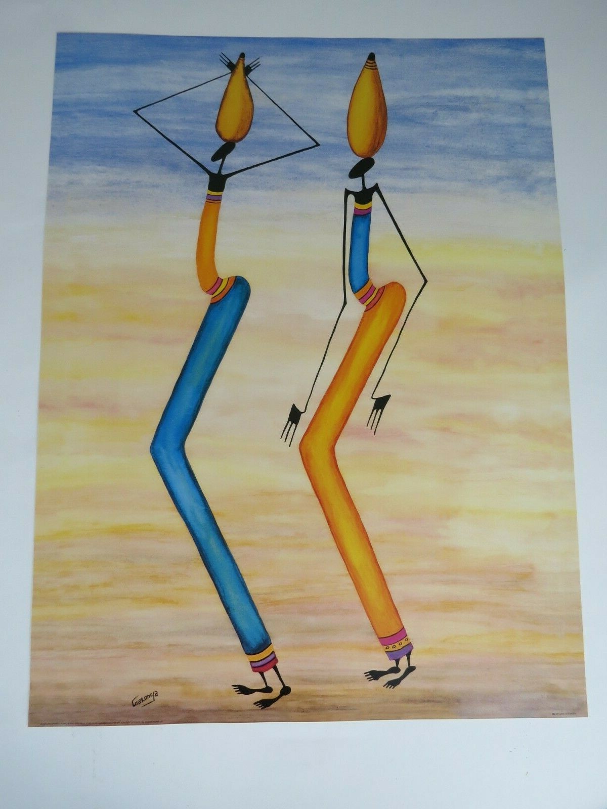 art poster print lithograph Gakonga woman vase head Wateka Maji Acoki ...