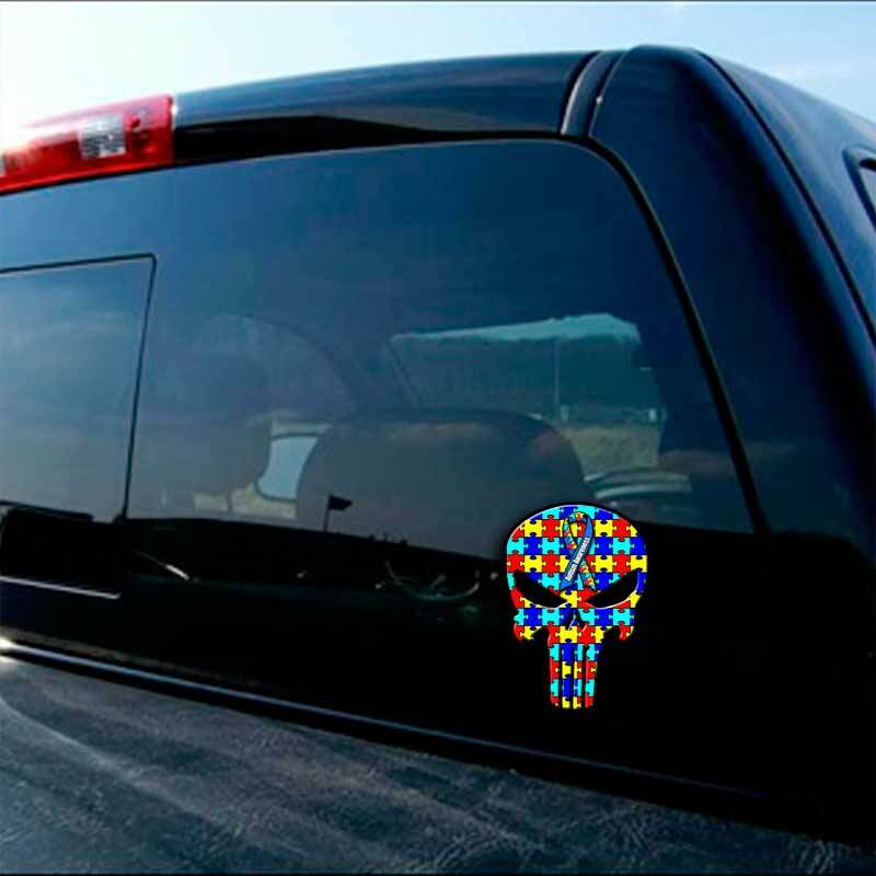 Autism Awareness Punisher Skull Sticker Decal Autistic Child Puzzle ...