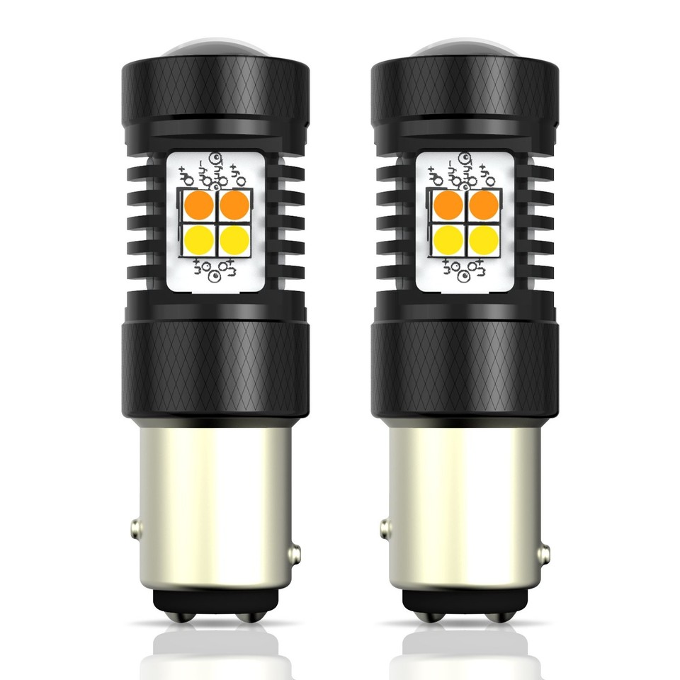 2x AUXITO 1157 Dual Color Switchback White/Amber LED Turn Signal DRL ...