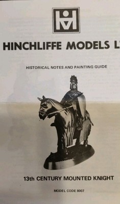 Hinchcliffe Original 80mm 13th Century Mounted Knight white metal model ...