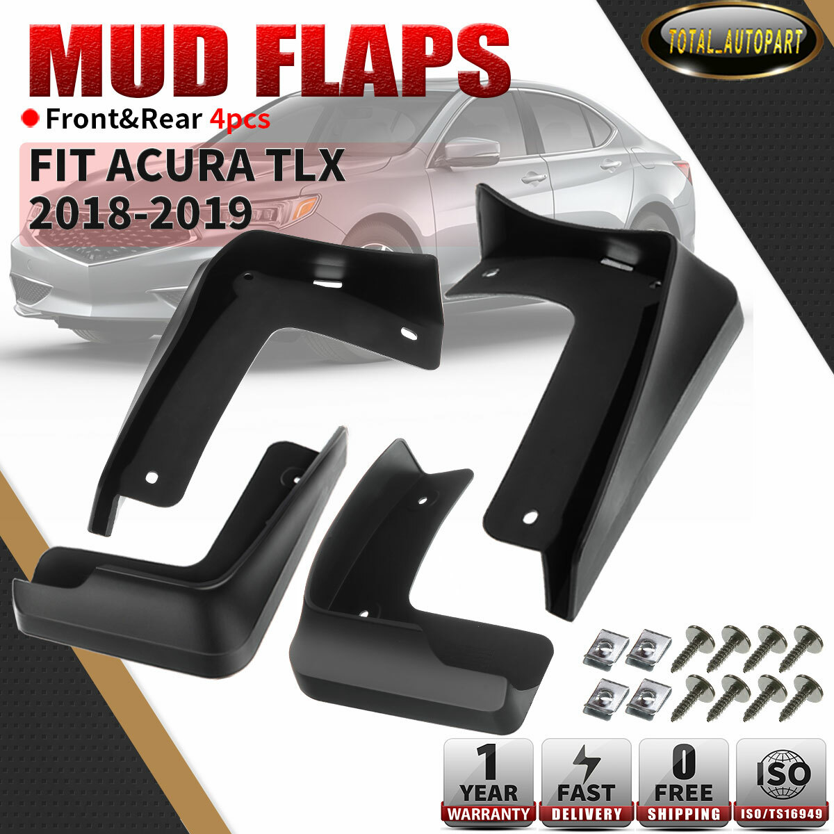 4pcs Mudguard Splash Guards Mud Flaps Front & Rear for Acura TLX 2018 ...