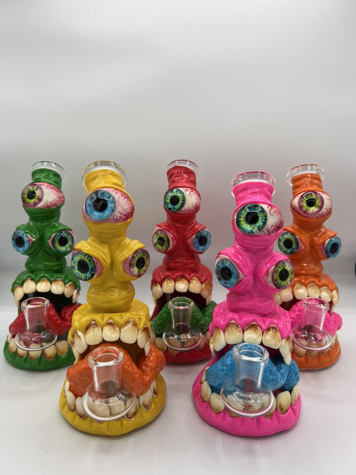 7" Green Monster Eye Eyeball Colorful Thick Glass Bong Teeth Unique ...