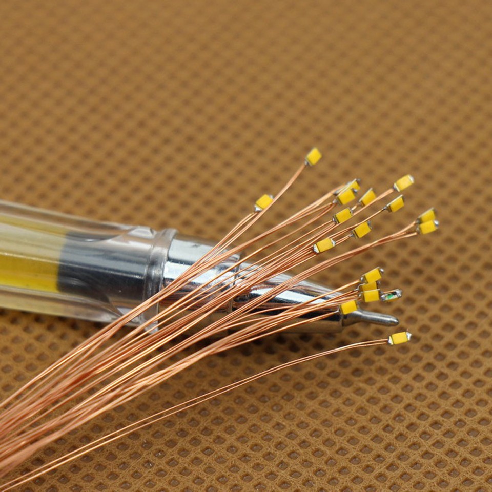 20pcs Pre-wired micro 0.1mm Copper Wire SMD LED 0603 Warm White Lights ...