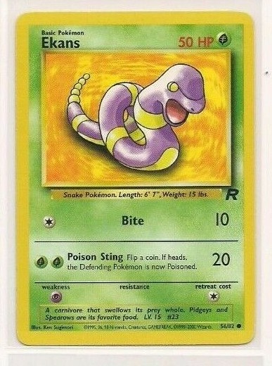 Pokemon Ekans 56/82 Team Rocket Unl Edition near mint condition card ...