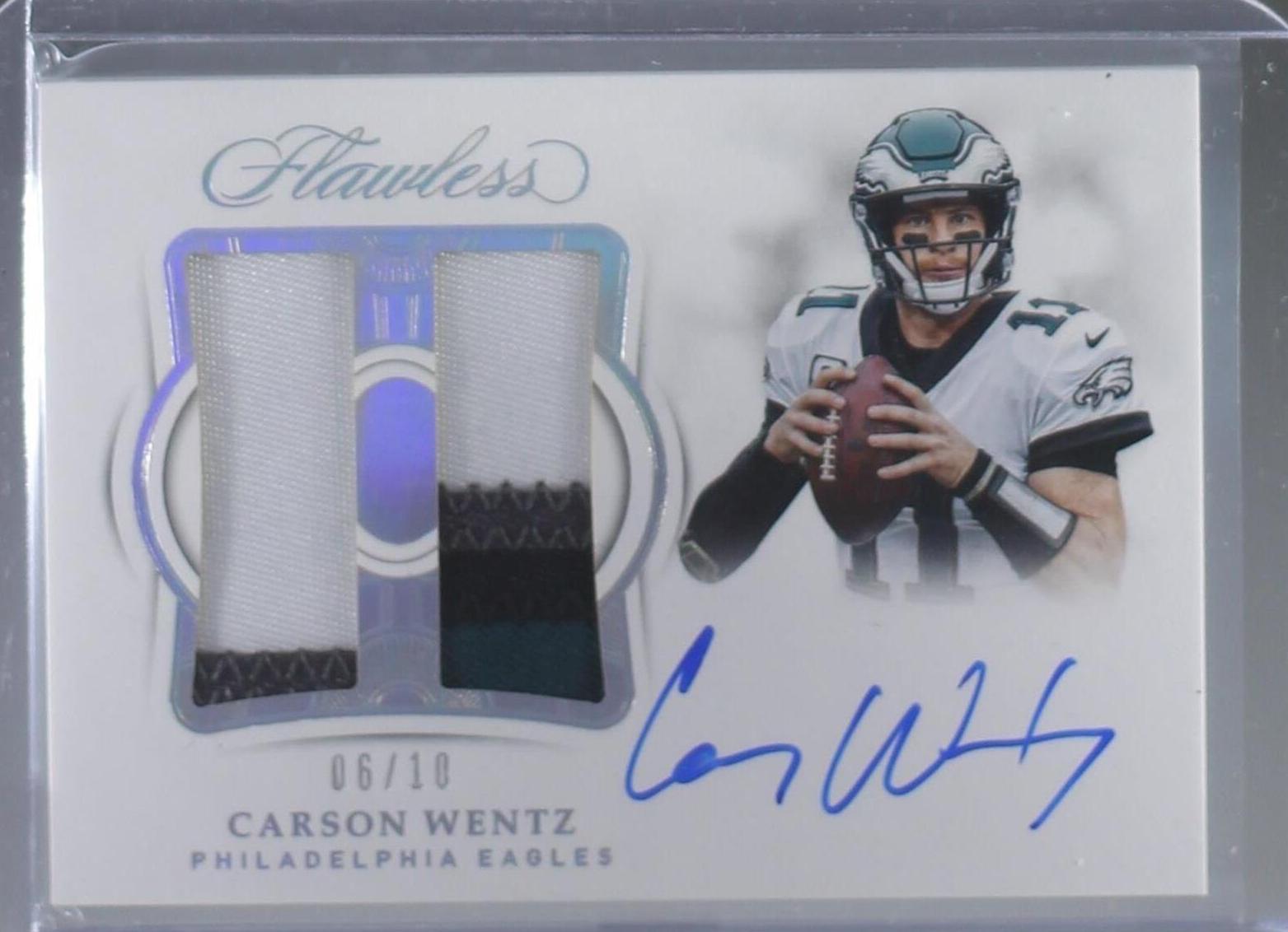 2018 Panini Flawless - Dual Patch Autographs Carson Wentz #DPA-CW ...