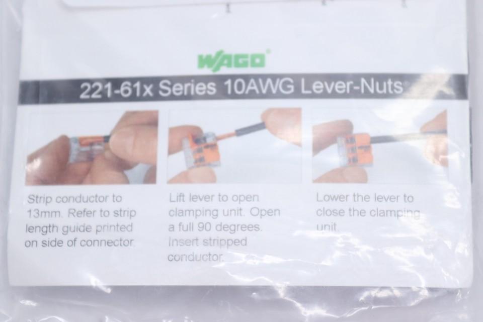 Wago Lever-Nut Compact Wire Connector 10AWG 221-61X | eBay