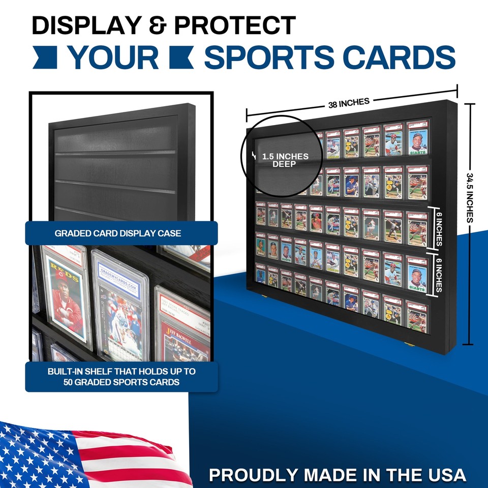 PENNZONI Sports Card Display Case, Holds 50 PSA Graded Sports & Playing ...