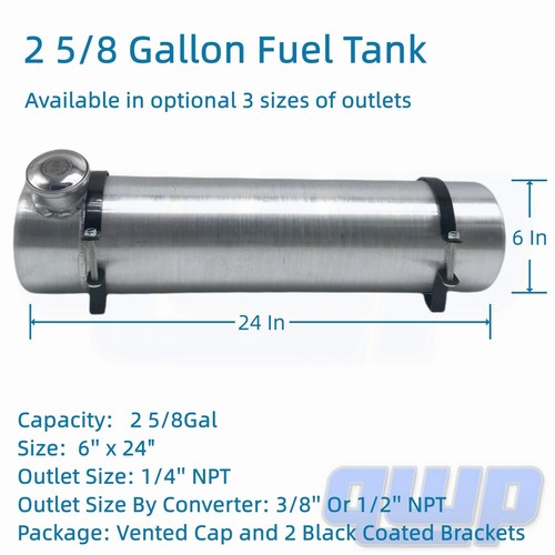 6'' x24" Universal Fuel Tank 2-5/8 Gallons 1/4'' NPT Gas Tank For Rat ...