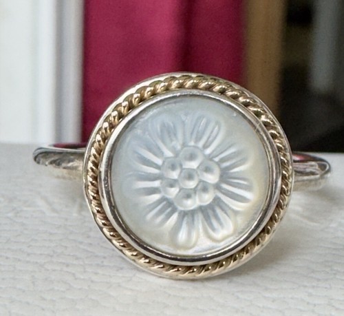 PANDORA 14k Gold Rope Mother Of Pearl Daisy Signet Ring #190859MOP Size ...