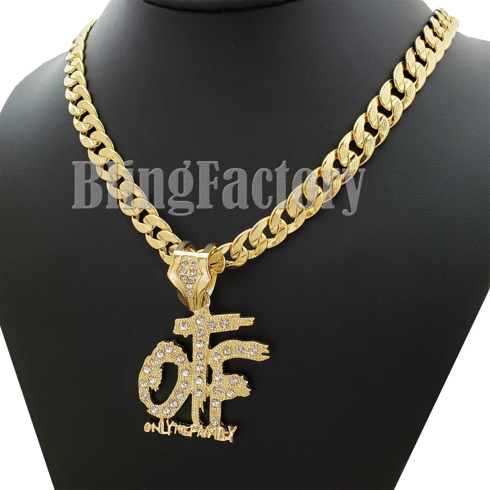 Hip Hop Only the Family OTF Pendant & 10mm 24" Miami Cuban Chain Bling ...