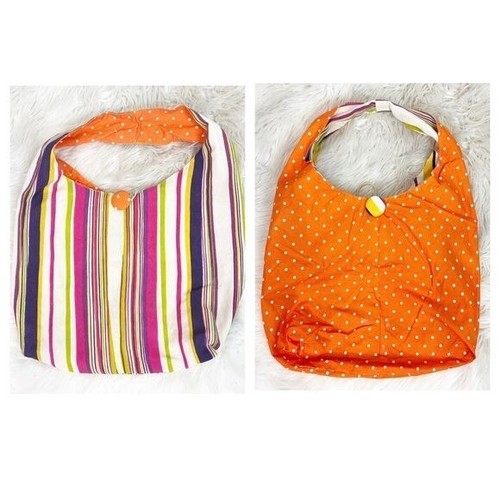 UNBRANDED REVERSIBLE STRIPE POLKA DOT SHOULDER BAG REUSABLE SHOPPING ...