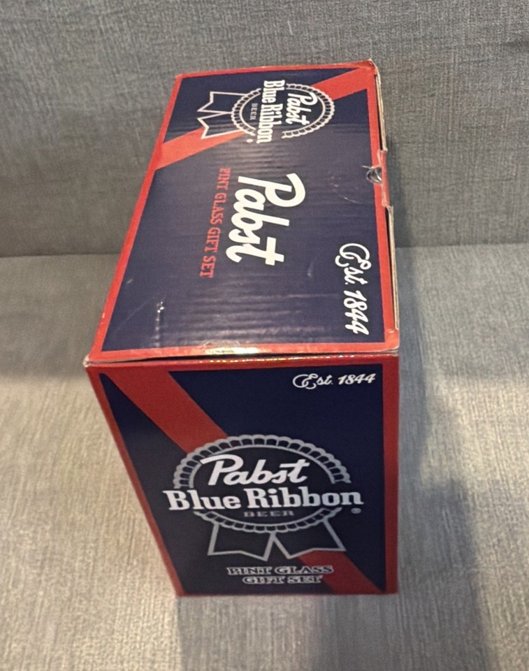 New! Pabst Blue Ribbon Pint Glass Set (2) 16oz Beer Pint Glasses w ...