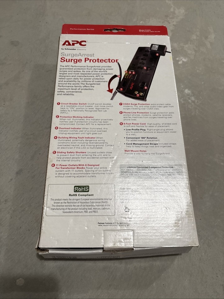 APC P11VT3 Performance SurgeArrest 11-Outlet/ 2030 Joules/2x TEL/ Coax ...