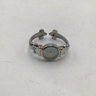 Chicos Bangle Bracelet Watch Silver Tone Copper Brass Patina White Dial ...