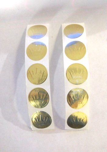 10 Hallmark Stationery Embossed Gold Foil Seals 1" Diameter Gold Crown ...