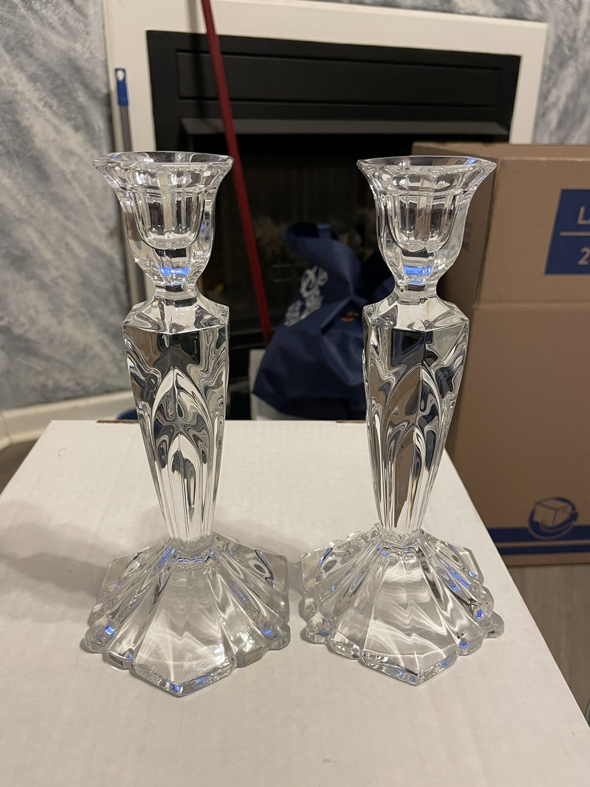 Vintage Lead Crystal Candle Holders Set Of 2 9” Tall. G 6 | eBay