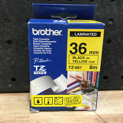 BROTHER TZ-661 BLACK TEXT ON YELLOW P-TOUCH LABEL TAPE - 36mm x 8m ...