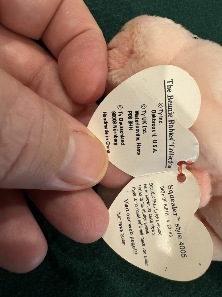 RARE Retired 1993 “SQUEALER” the Pig Ty Beanie Baby. ORIGINAL Tag ...
