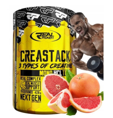 REAL PHARM Poudre Creastack 420 g Fruits 70 Portions Créatine ...