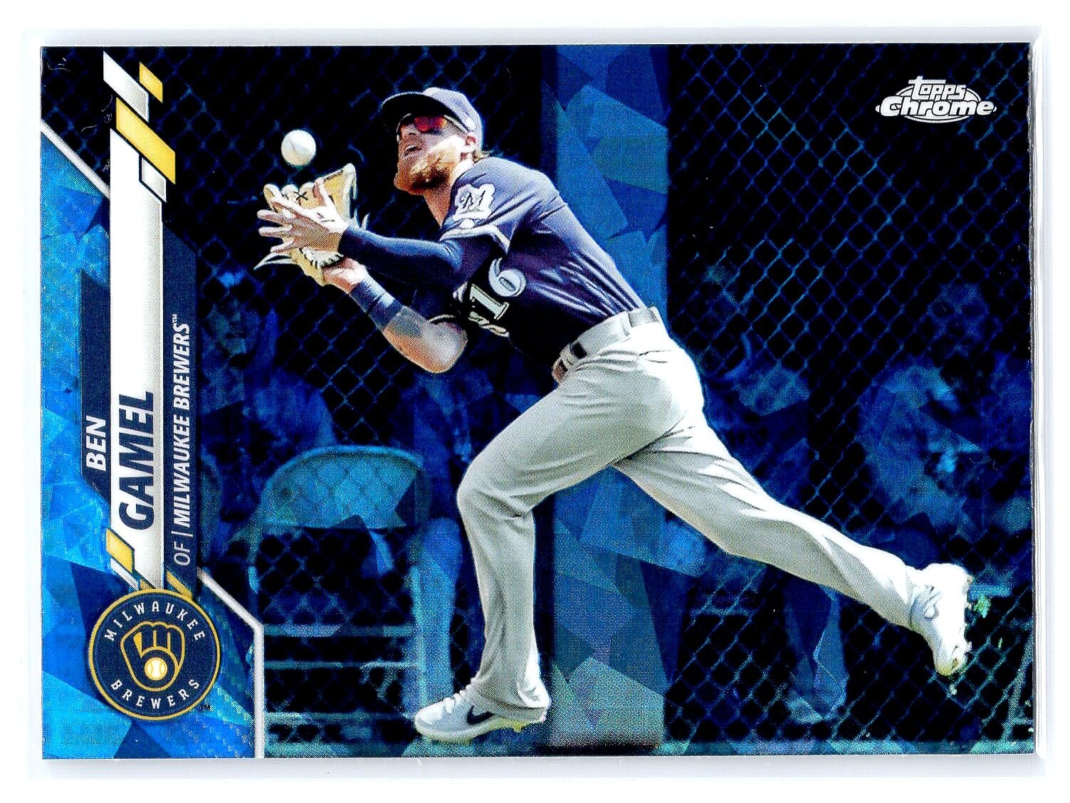 BEN GAMEL 2020 TOPPS CHROME #344 SAPPHIRE Cracked Ice REFRACTOR SP ...