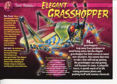 Weird N’ Wild Creatures Toxic Terrors Card 28 # Elegant Grasshopper ...