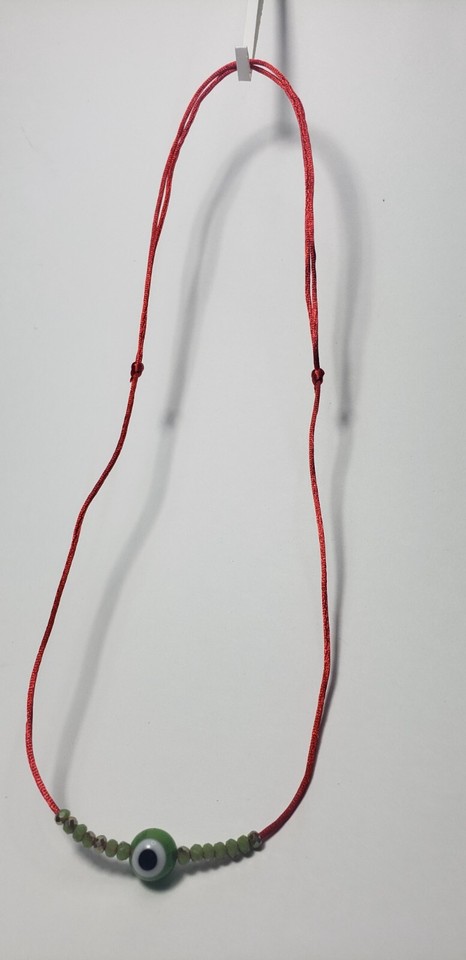 Good Luck eye Kabbalah protection NECKLACE evil eye red cord & crystals ...