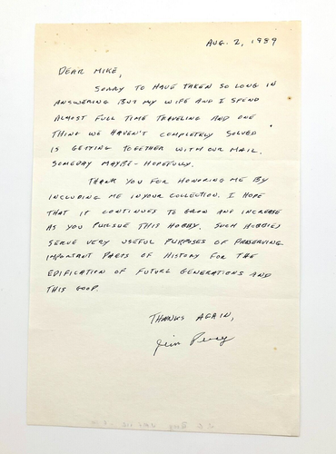 Captain James G. Percy, Personal Letter w/ Auto - WW2 Naval Flying Ace ...