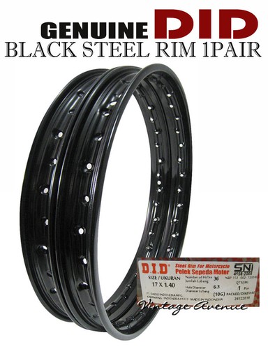 GENUINE ORIGINAL D.I.D. DID FRONT+REAR *BLACK* DID WHEEL RIM 17X1.40-B ...