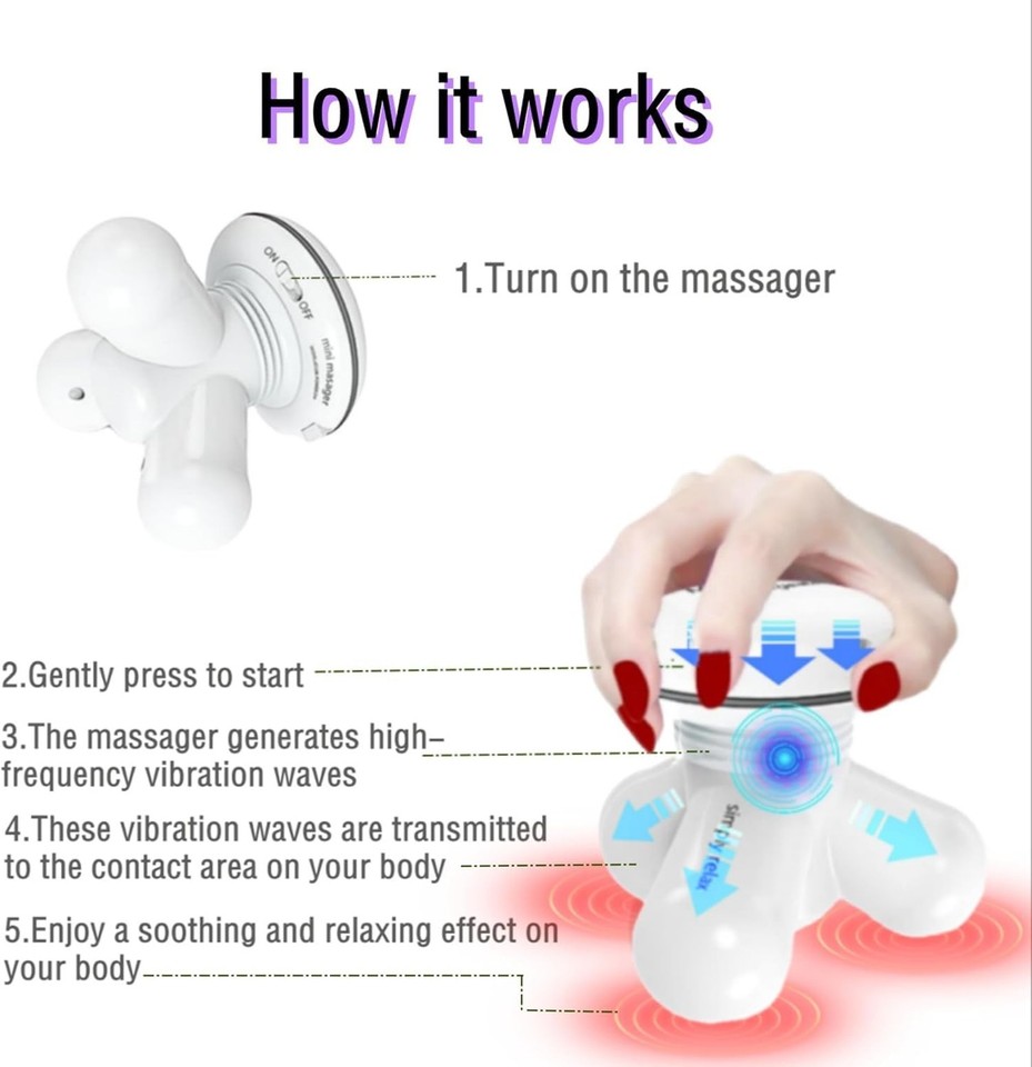 Handheld Mini Massager Hand Held Full Body Personal Massager Percussion ...
