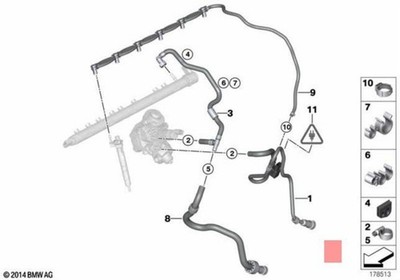 Genuine BMW E70N E71 Fuel Pipe / Mounting Overflow Oil Line OEM ...