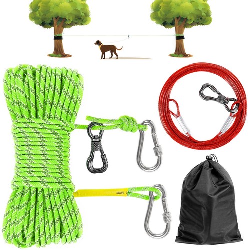 XiaZ Dog Tie Out Cable for Camping, 70FT Heavy Duty Trolley System with 10FT ... | eBay