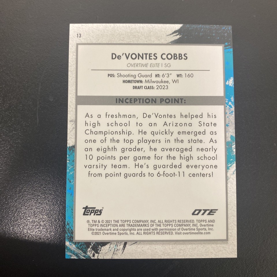2021-22 Topps Inception OTE De'Vontes Cobbs | eBay