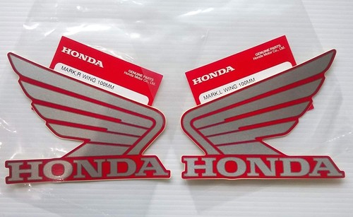 Honda GENUINE Wing Fuel Tank Decal Sticker 100mm SILVER + RED **UK ...