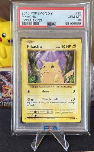PSA 10 PIKACHU – 35/108 – 2016 XY EVOLUTIONS – GEM MINT RETRO REPRINT ...