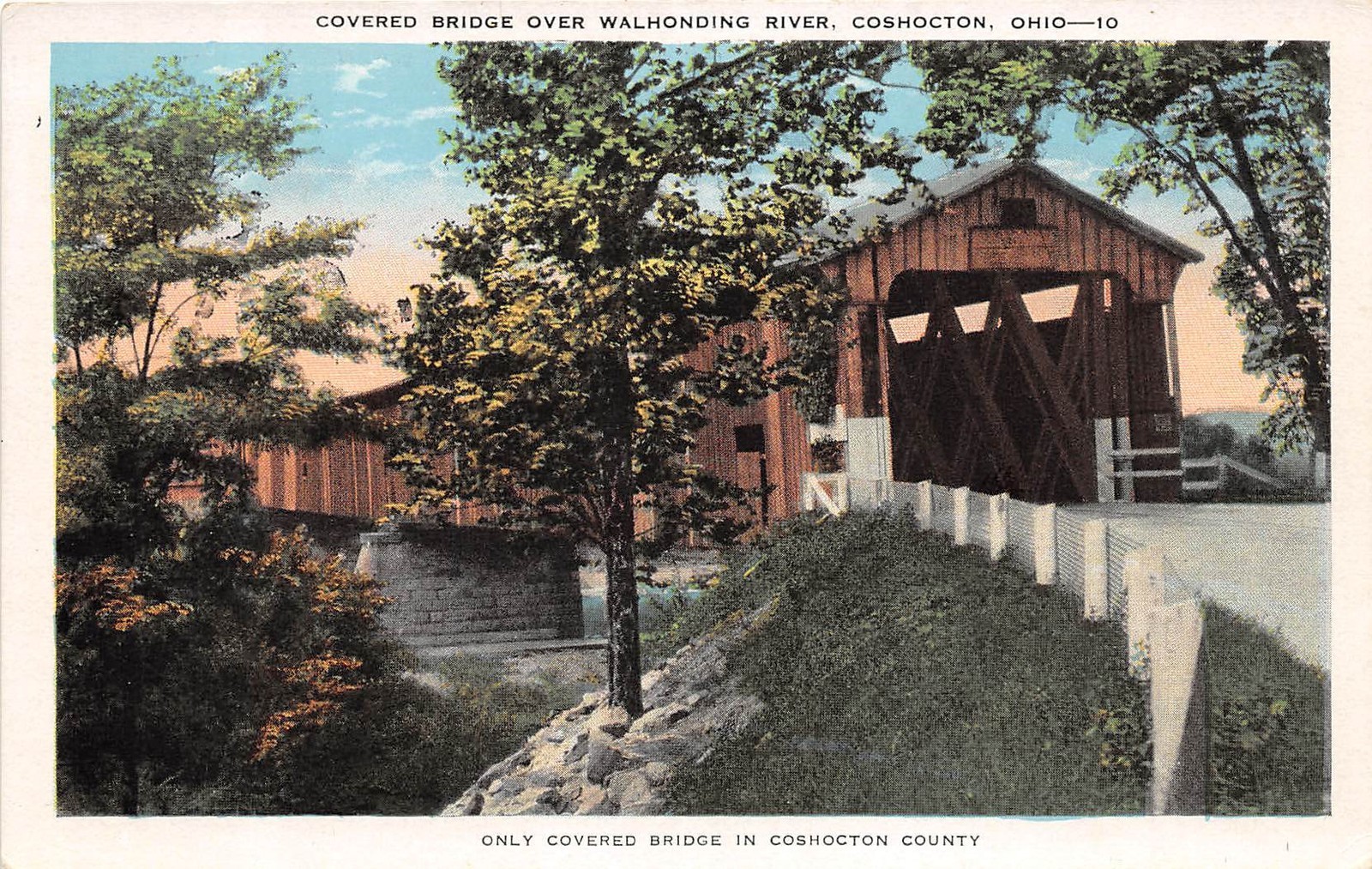 A37/ Coshocton Ohio Postcard c1930s Covered Bridge Walhonding River | eBay