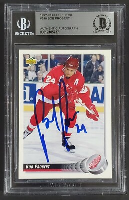 BOB PROBERT SIGNED 1992-93 UPPER DECK CARD #248 BECKETT AUTHENTICATED ...