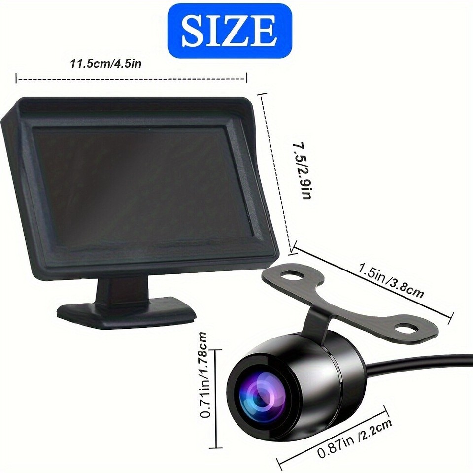 4.3" backup camera display parking LED reversing camera USB plug&play ...