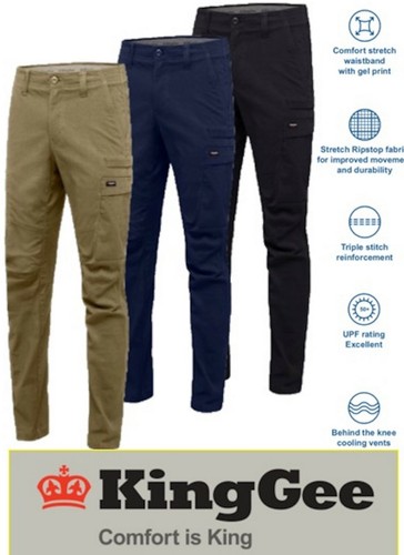 KING GEE - MENS "WORKCOOL PRO" COTTON "RIPSTOP" MULTI POCKET WORK PANTS- K13026 | eBay Australia