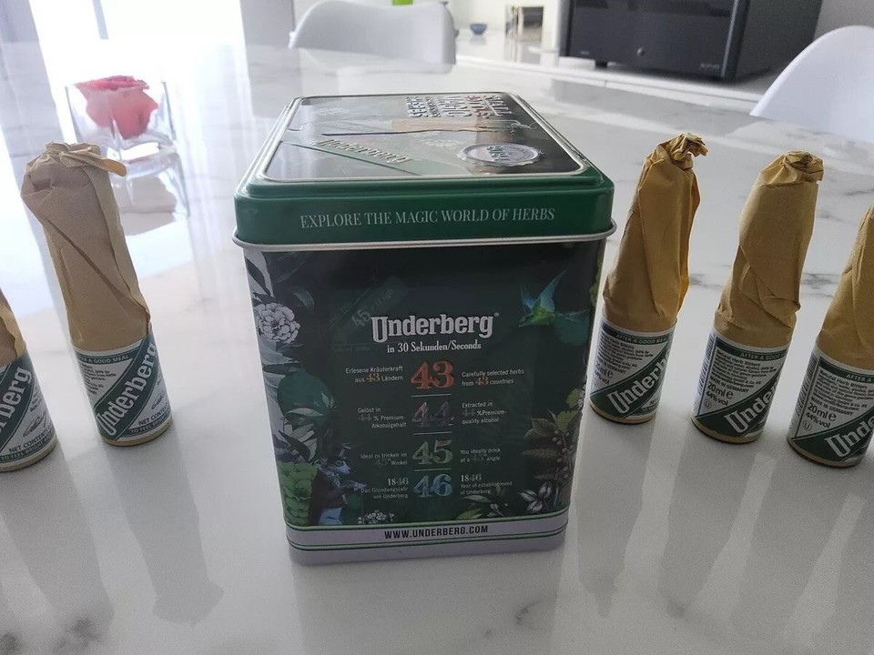 Underberg Natural Herbal Digestive Bitters - 12 Bottles In The 2024 Tin ...