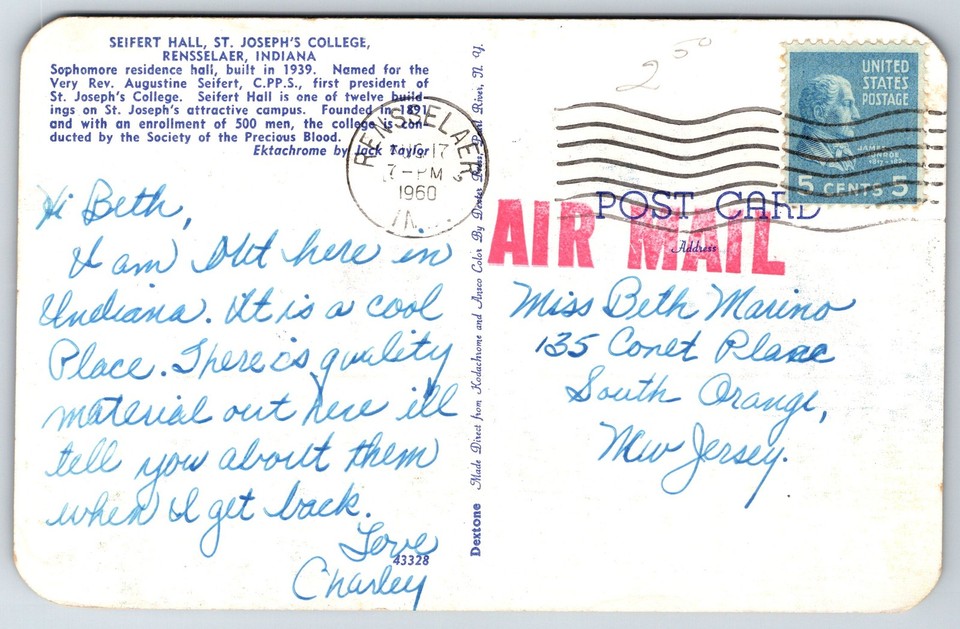 Rensselaer Indiana~St Joseph's College~Seifert Hall~Sophomore Dormitory ...