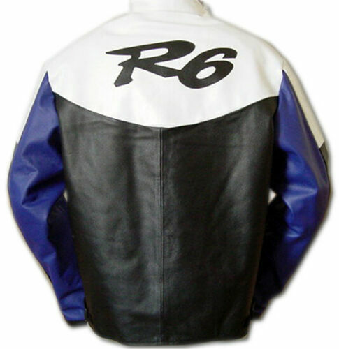 Yamaha R6 Motorbike Leather Jacket In Cow hide / 5 Protections Armour ...