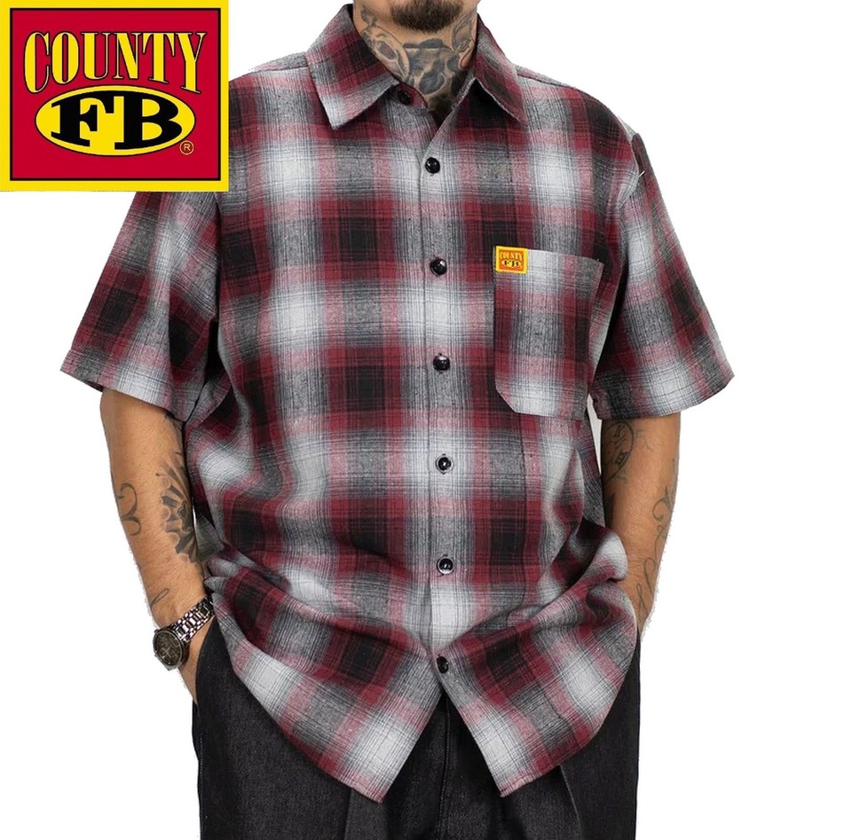 FB County Short Sleeve Plaid Checker Flannel Shirt | eBay