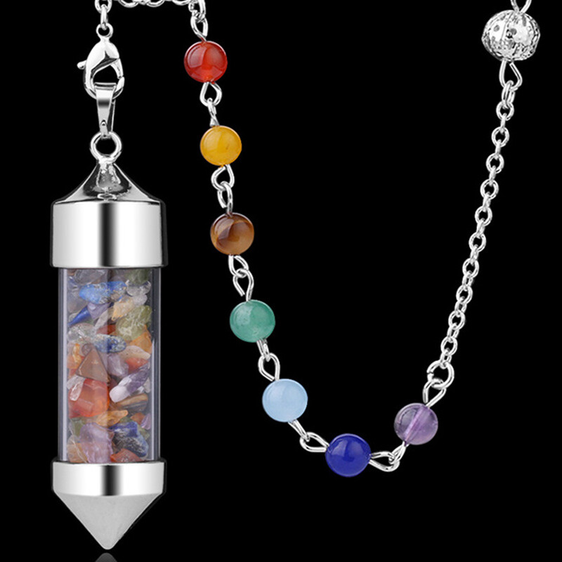 Natural Colorful Quartz Gravel Drift Bottle Pendulum Pendant Bead ...
