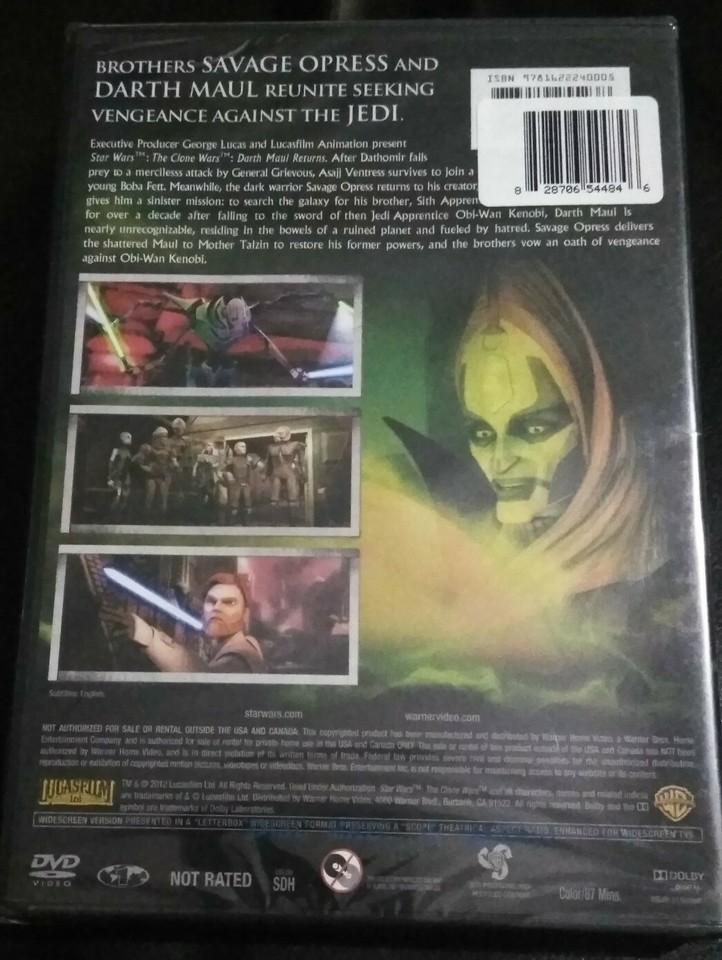 Star Wars: The Clone Wars - Darth Maul Returns (DVD, 2008) 883929255238 ...