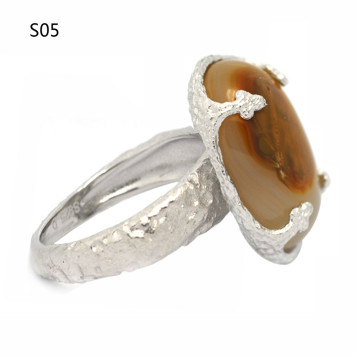 De Buman Natural Agate 925 Silver Ring Size 7 | eBay