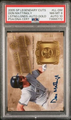 2005 SP Legendary Cuts Don Mattingly Auto Gold #LL-DM 09/10 PSA 8 NM-MT ...