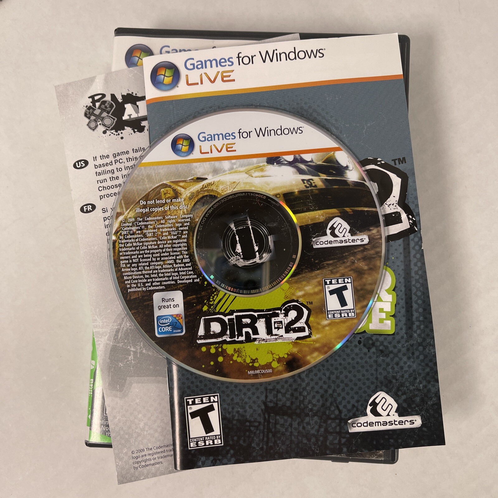 DIRT 2 PC DVD Game W/Manual & Insert RARE Colin Mcrae Windows 2009 ...