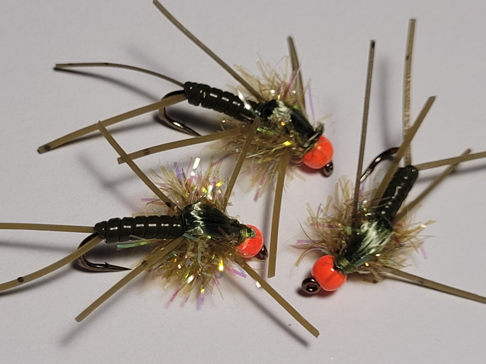 Egg Head Stonefly Nymph OLIVE with Orange Bead Size 8 (per 3) | eBay